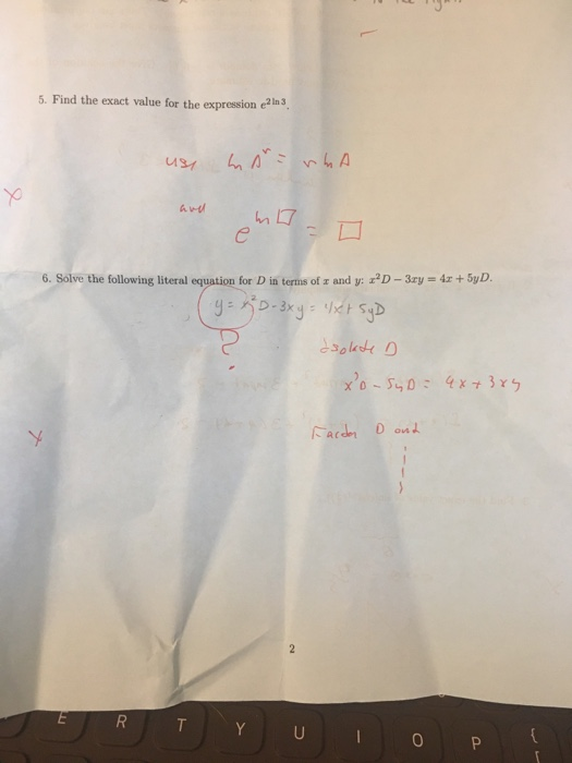 Solved 5. Find The Exact Value For The Expression E N3. 6.