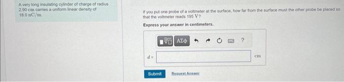 Solved A very long insuliting cyinder of charge of radius | Chegg.com