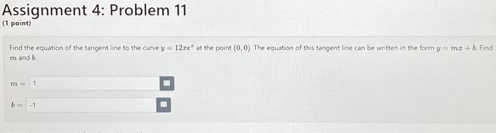 Solved Assignment 4: Problem 11 (1 point) Find the equation | Chegg.com