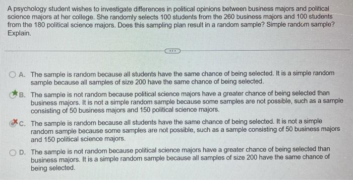 A psychology student wishes to investigate | Chegg.com