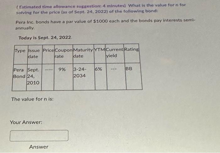 Solved (Estimated time allowance suggestion: 4 minutes) What | Chegg.com