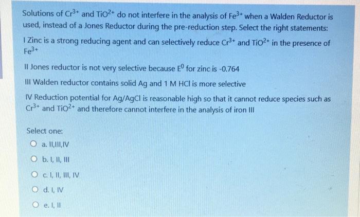 Solved Solutions of Cr3+ and TiO2 do not interfere in the | Chegg.com