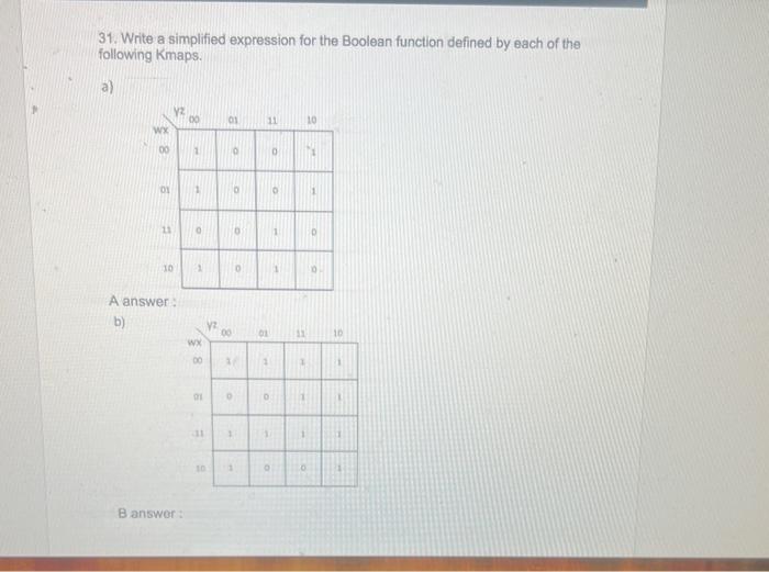 Solved 31 Write A Simplified Expression For The Boolean 2358