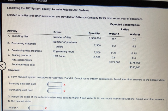 Solved Calculator Simplifying the ABC System: Equally | Chegg.com