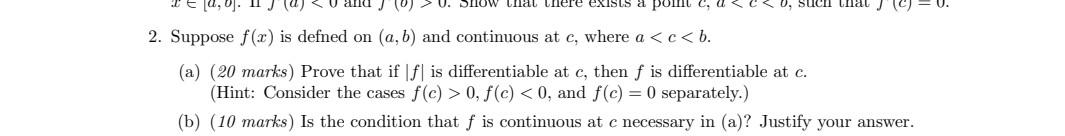 Solved Show that there exists a point c c 0, f(c)