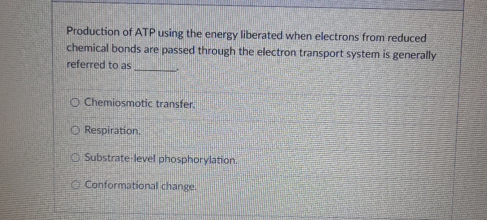 Solved Production of ATP using the energy liberated when | Chegg.com