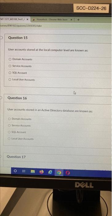 Solved User accounts stored at the local computer level are | Chegg.com