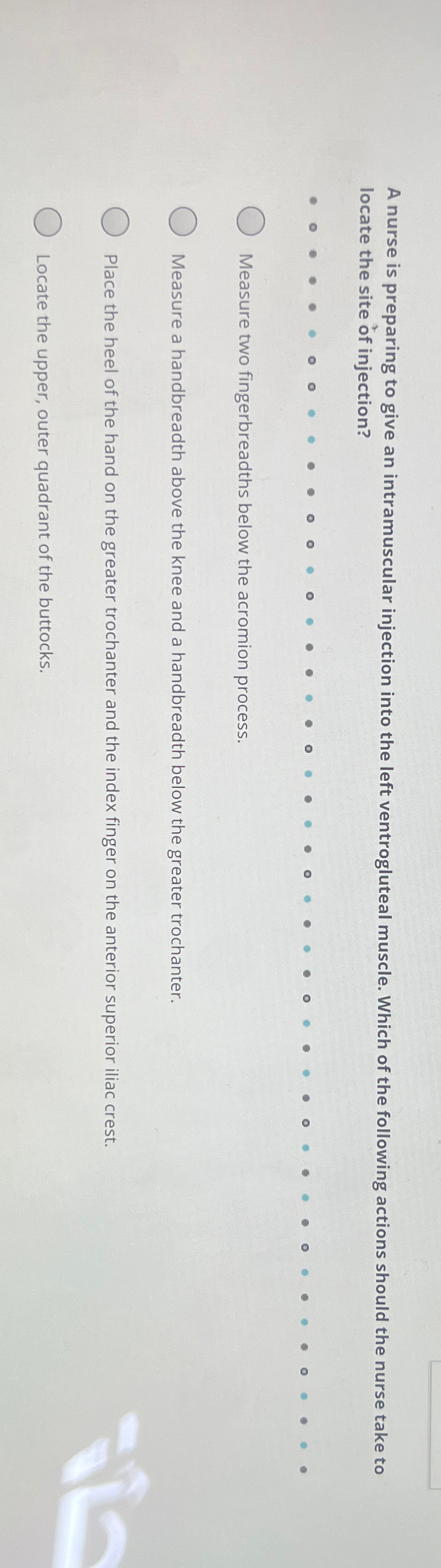 Solved A nurse is preparing to give an intramuscular | Chegg.com