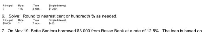 Solved 6. Solve: Round to nearest cent or hundredth % as | Chegg.com