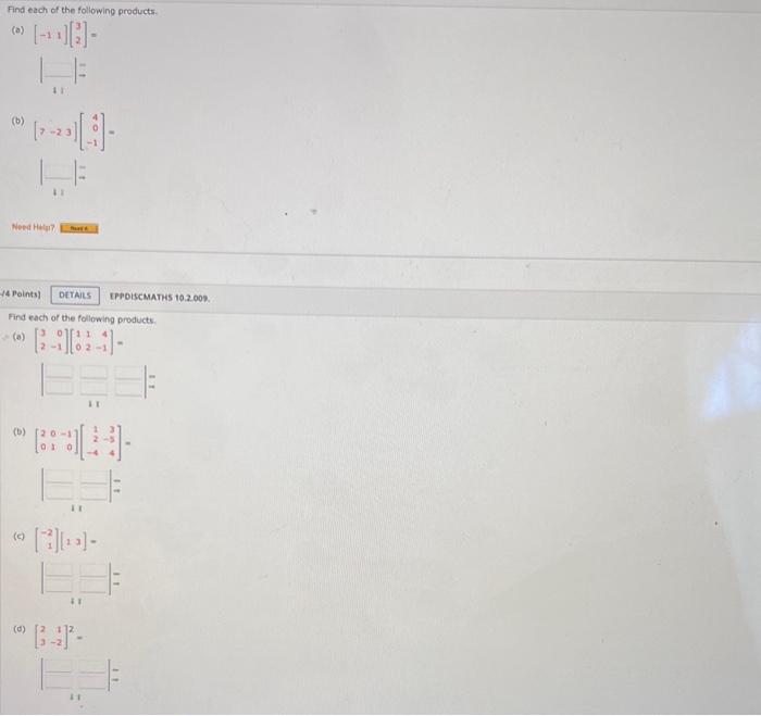 Solved Find each of the following products. (b) | Chegg.com