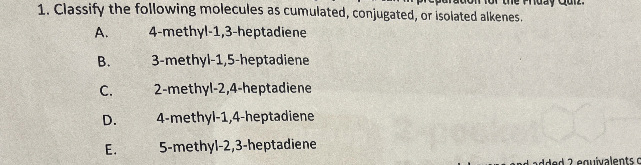 Solved Classify the following molecules as cumulated, | Chegg.com