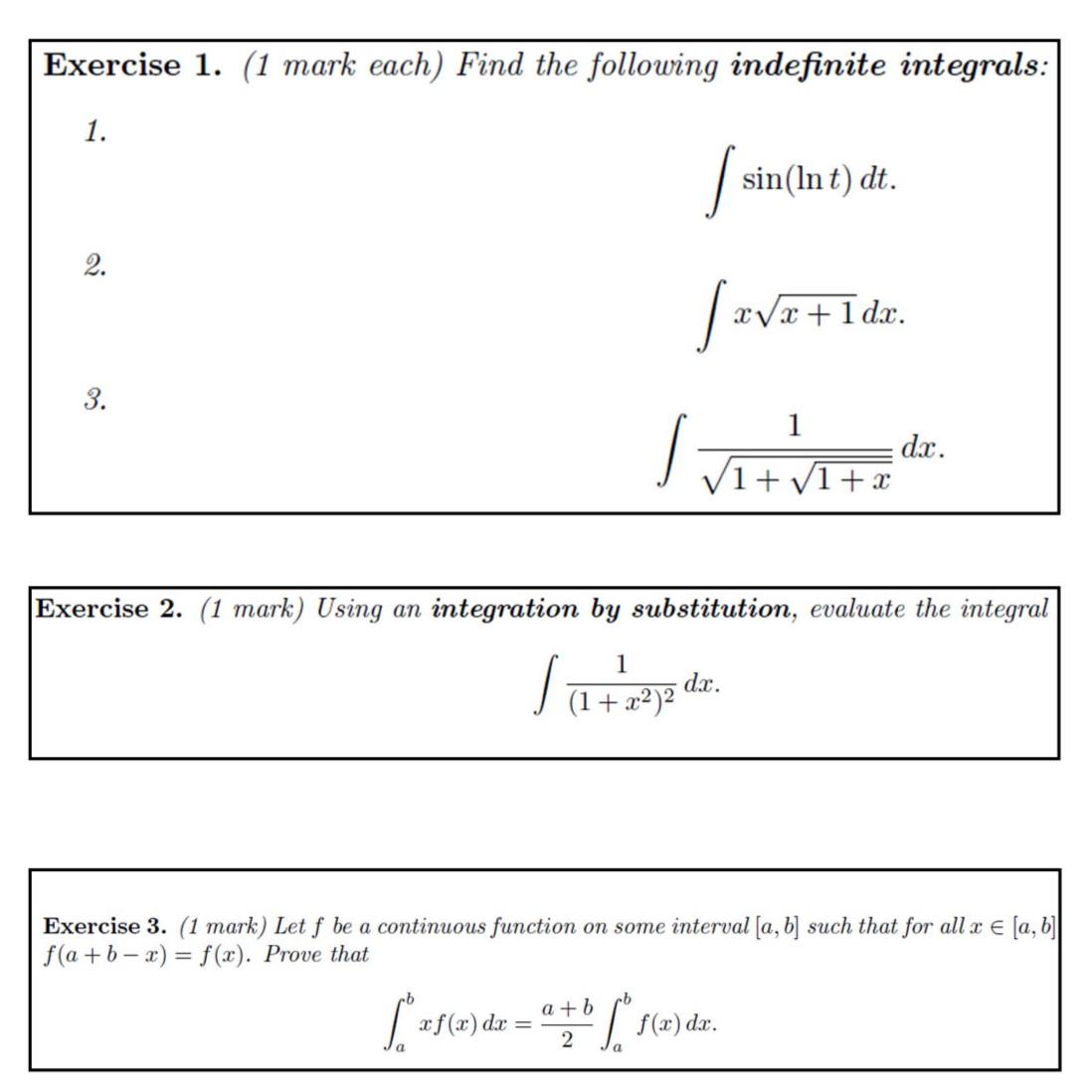 Solved Exercise 1. (1 ﻿mark each) ﻿Find the following | Chegg.com