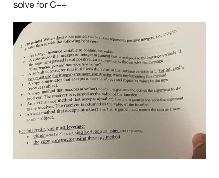 Solved 2. (15 points) Write a Java class named posint, that | Chegg.com