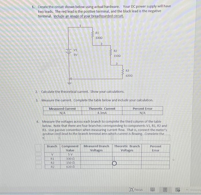 1. Create the circuit shown below using actual | Chegg.com