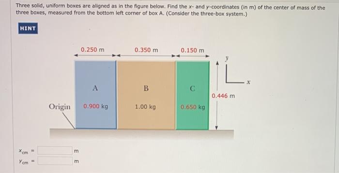 Solved Three solid, uniform boxes are aligned as in the | Chegg.com