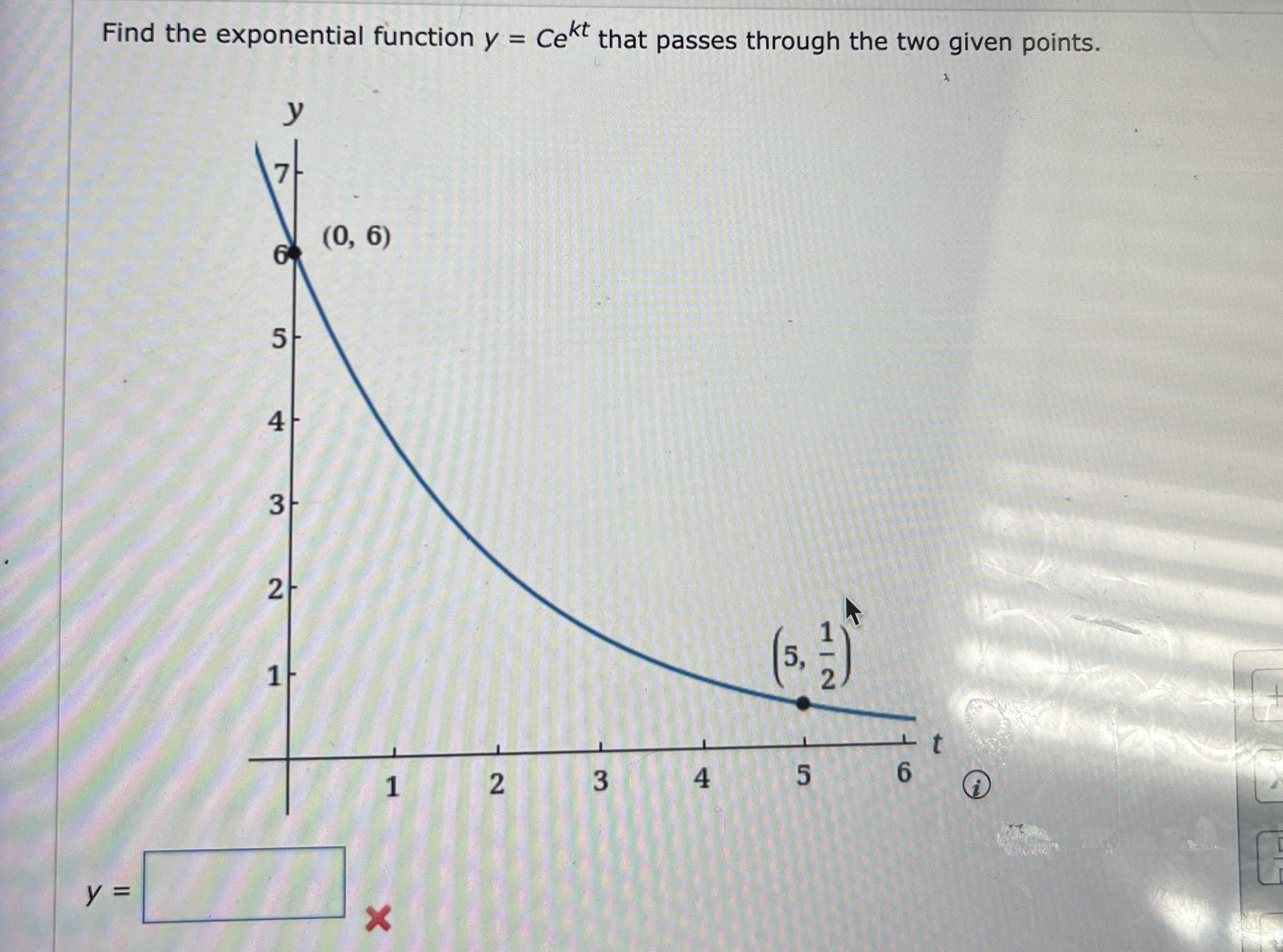 Solved Find the exponential function y=Cekt ﻿that passes | Chegg.com