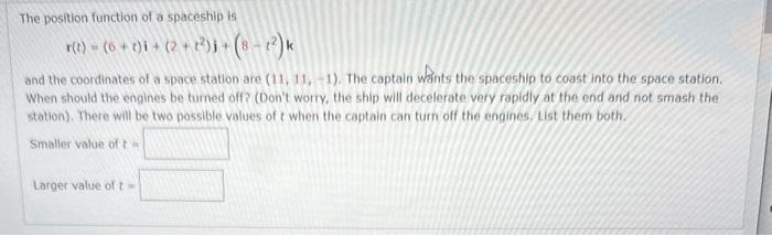 Solved The position function of a spaceship is | Chegg.com