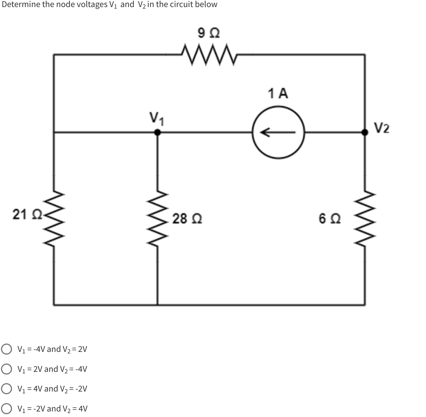 Solved Determine the node voltages V_(1) ﻿and V_(2) ﻿in the | Chegg.com