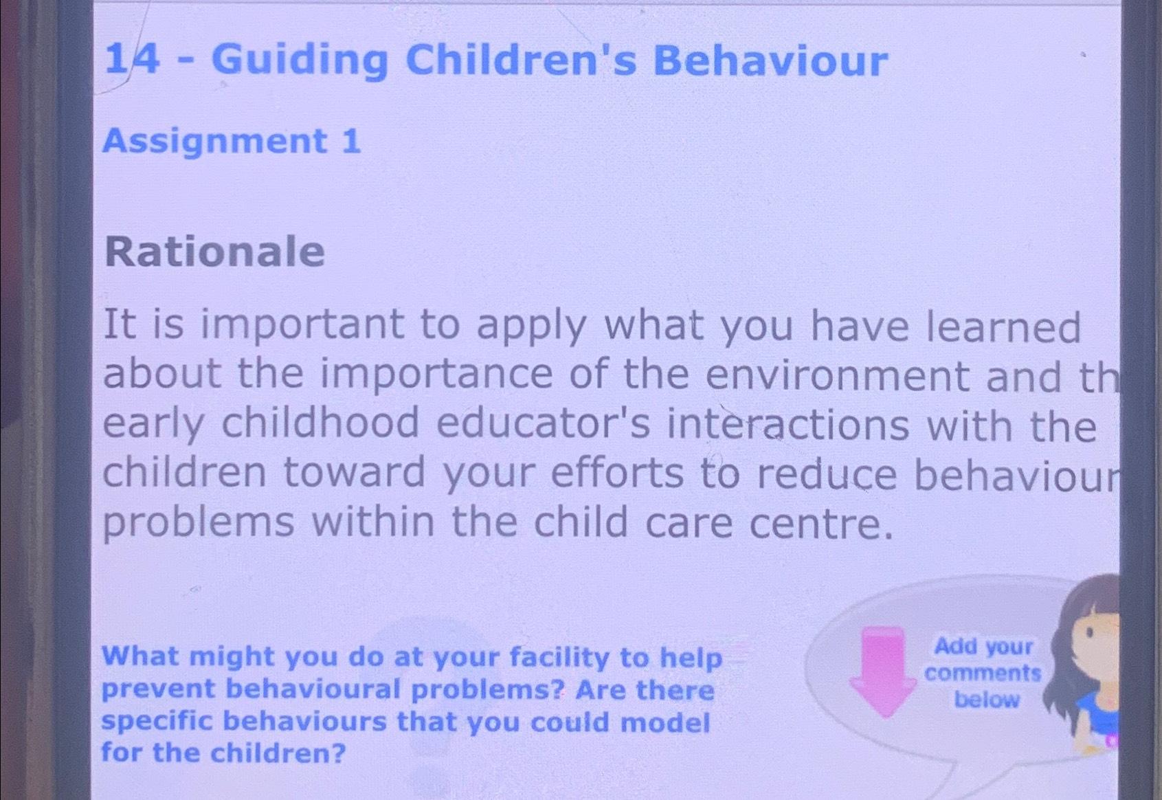 Solved 14 - ﻿Guiding Children's BehaviourAssignment | Chegg.com