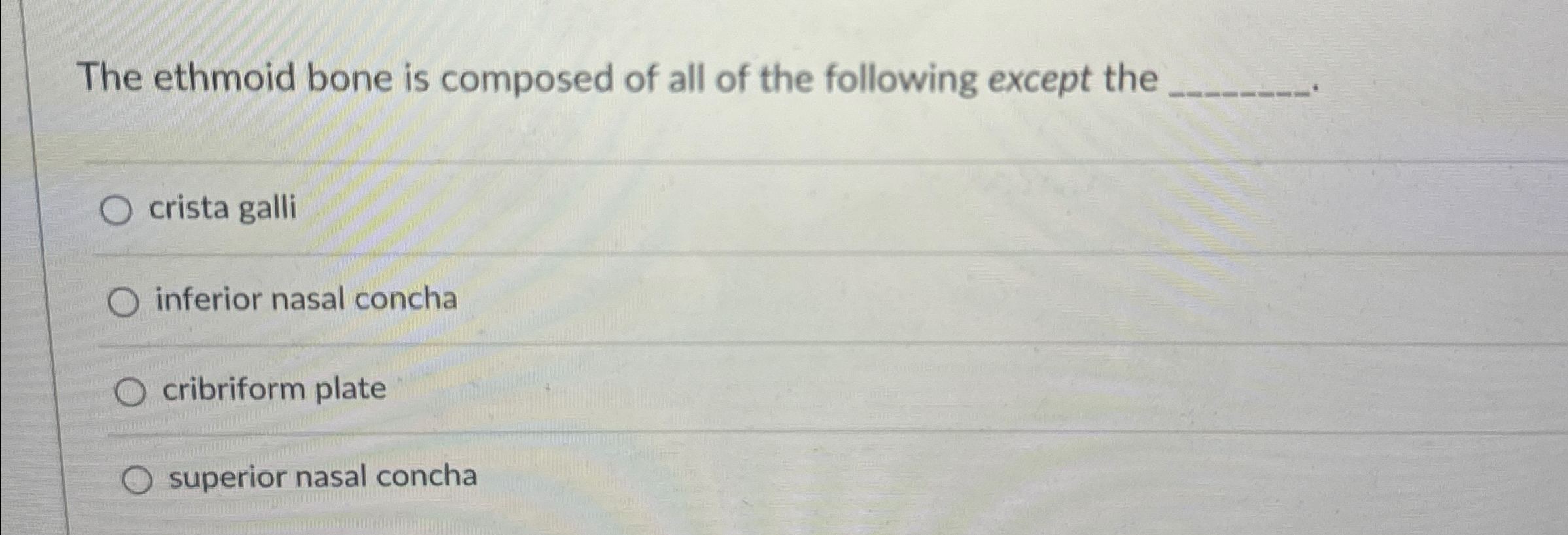 The ethmoid bone is composed of all of the following | Chegg.com