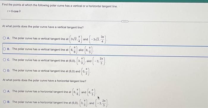 Solved Find the points at which the following polar curve | Chegg.com