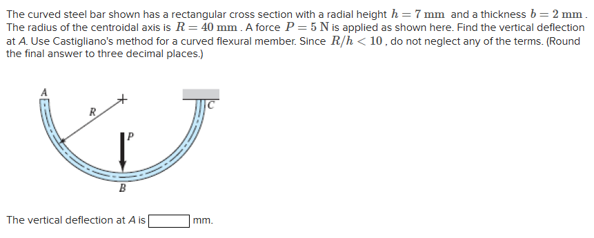 Solved The curved steel bar shown has a rectangular cross | Chegg.com