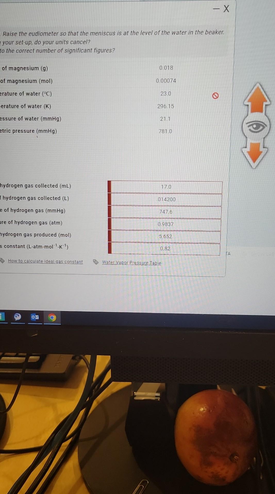 - X Raise the eudiometer so that the meniscus is at | Chegg.com