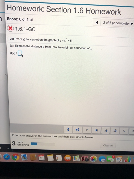 Solved Homework Section 1 6 Homework Score 0 Of 1 Pt X
