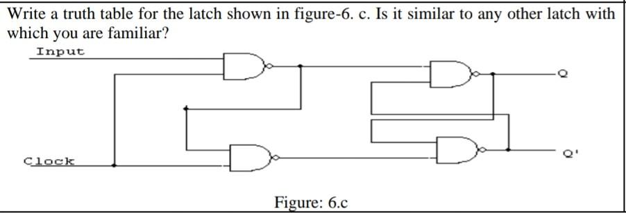 Solved Write a truth table for the latch shown in figure-6. | Chegg.com