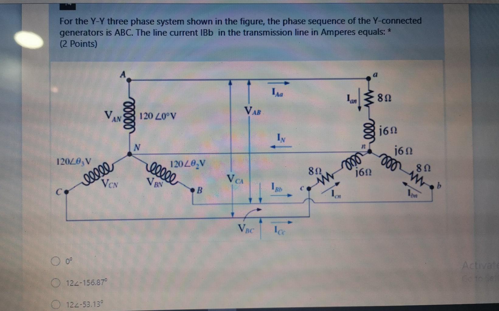 Solved For the Y-Y three phase system shown in the figure, | Chegg.com