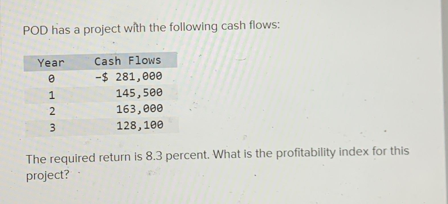 Solved POD has a project with the following cash | Chegg.com