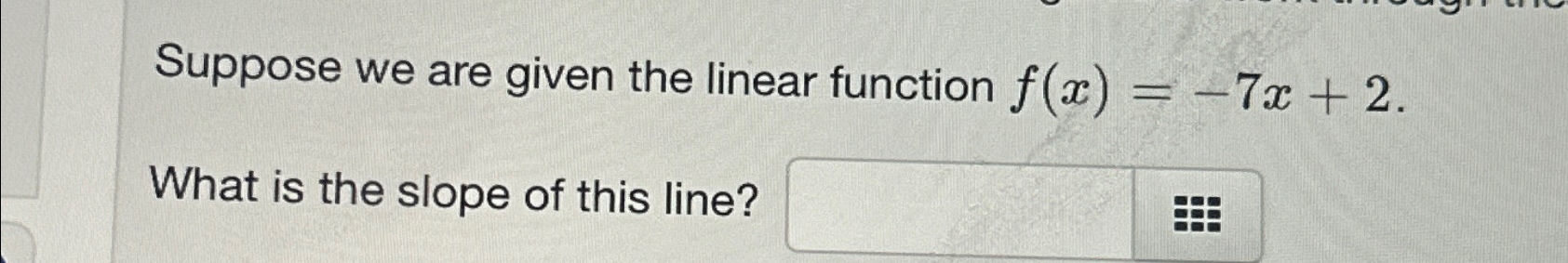 Solved Suppose we are given the linear function | Chegg.com