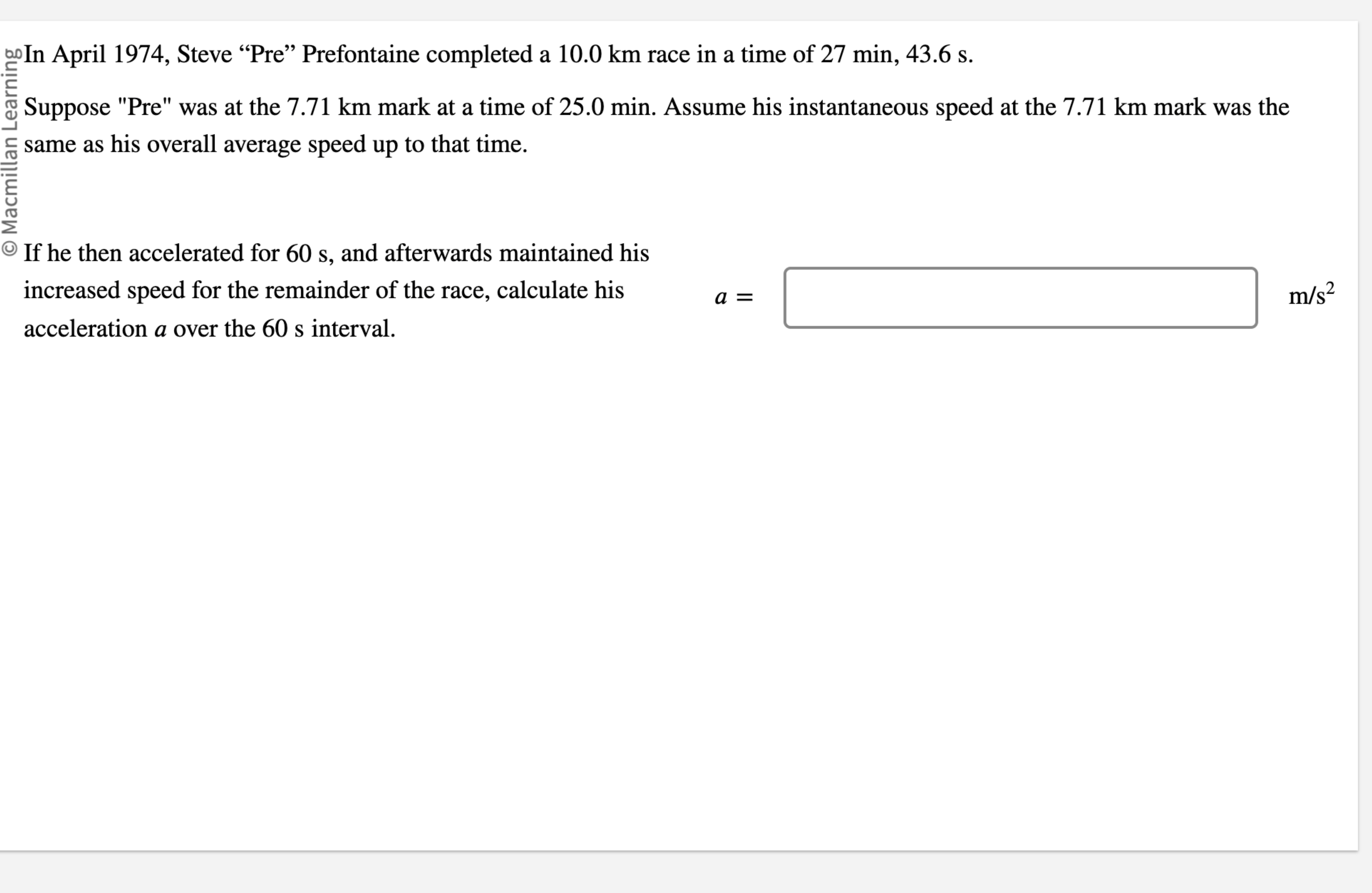 Solved ofoln April 1974, ﻿Steve "Pre" Prefontaine completed | Chegg.com