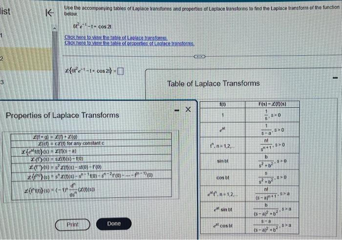 Solved Use the accompanying tables of Laplace Transfroms and | Chegg.com
