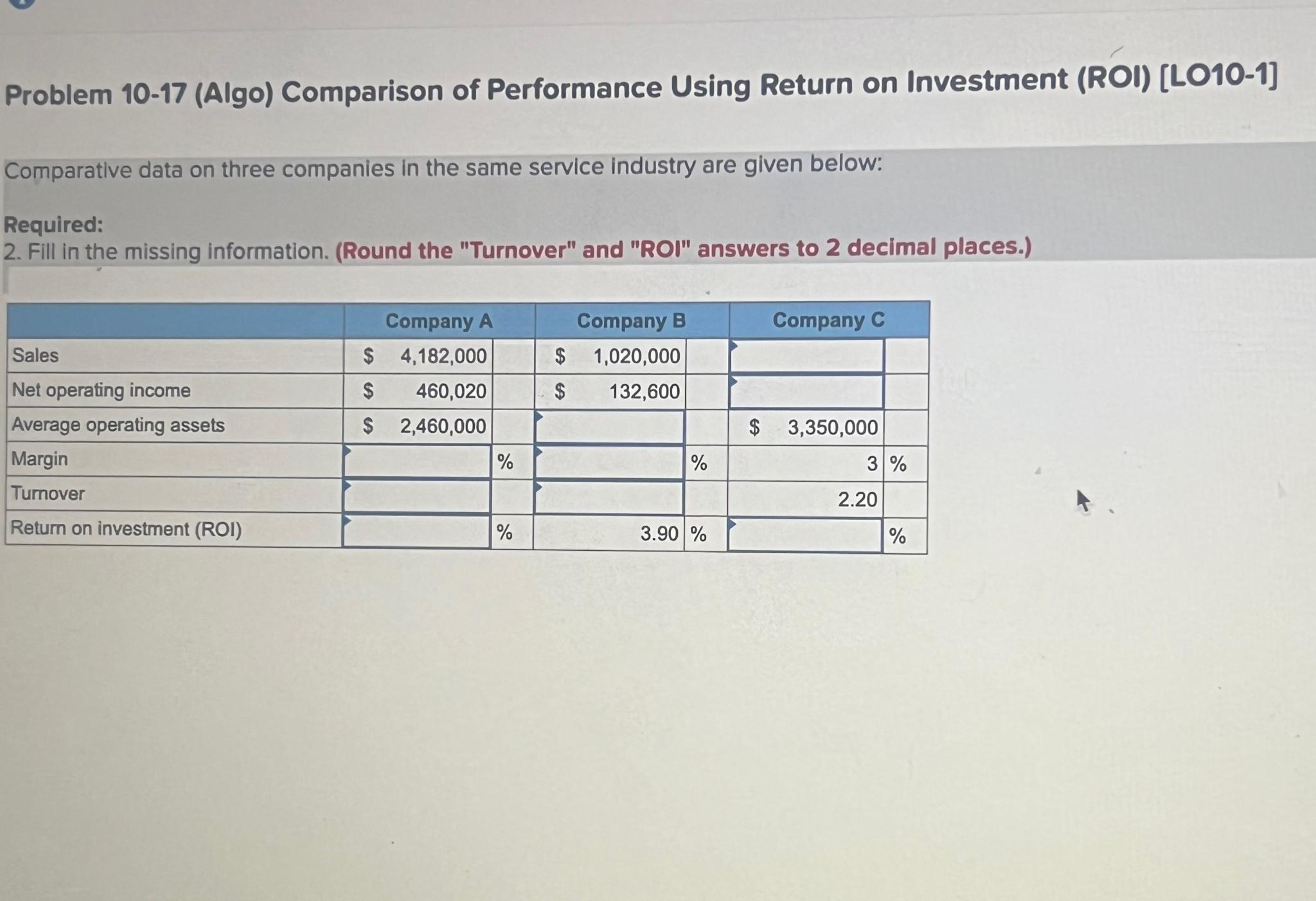 Solved Problem 10-17 (Algo) ﻿Comparison of Performance Using | Chegg.com