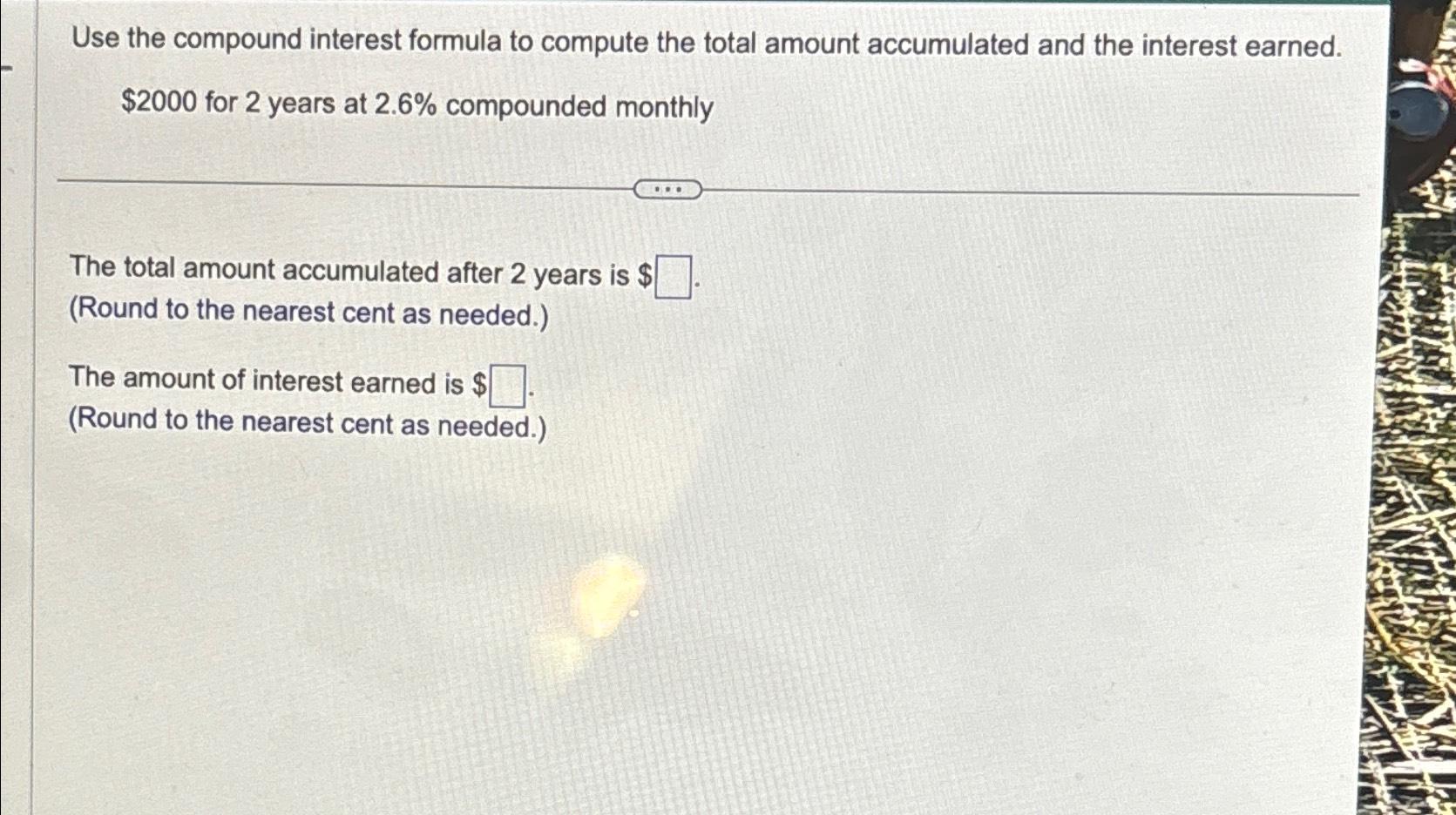 Solved Use the compound interest formula to compute the | Chegg.com