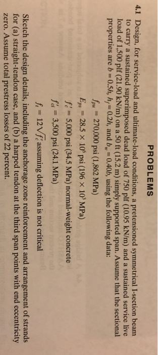 Solved PROBLEMS 4.1 Design, for service-load and | Chegg.com