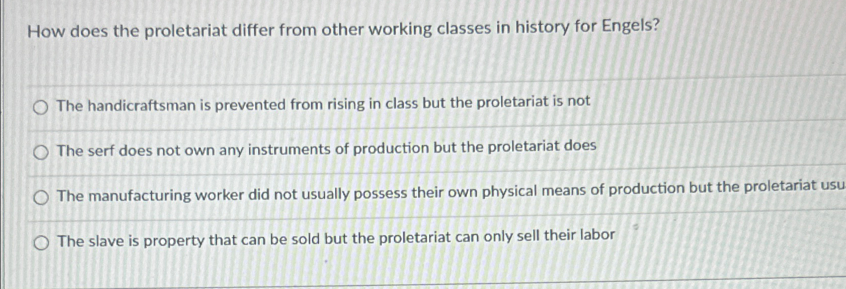 Solved How does the proletariat differ from other working | Chegg.com
