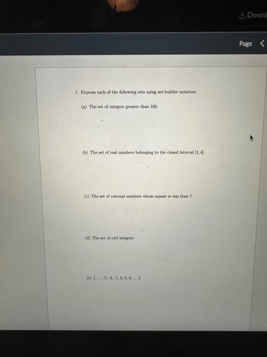 Solved 1. Express each of the following sets asing | Chegg.com