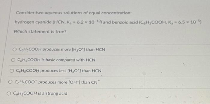Solved Consider two aqueous solutions of equal | Chegg.com