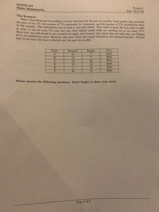 Solved hello, I am needing some help solving problems C and | Chegg.com