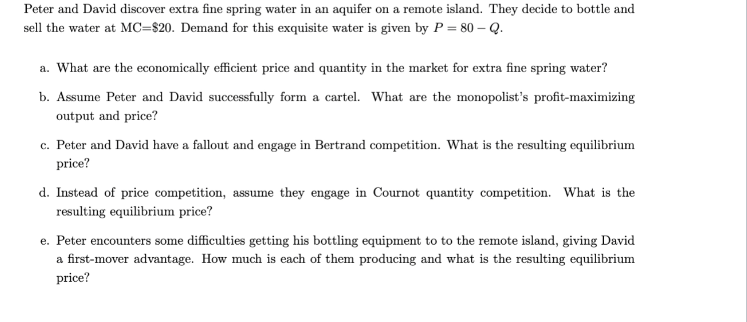 Solved Peter and David discover extra fine spring water in | Chegg.com