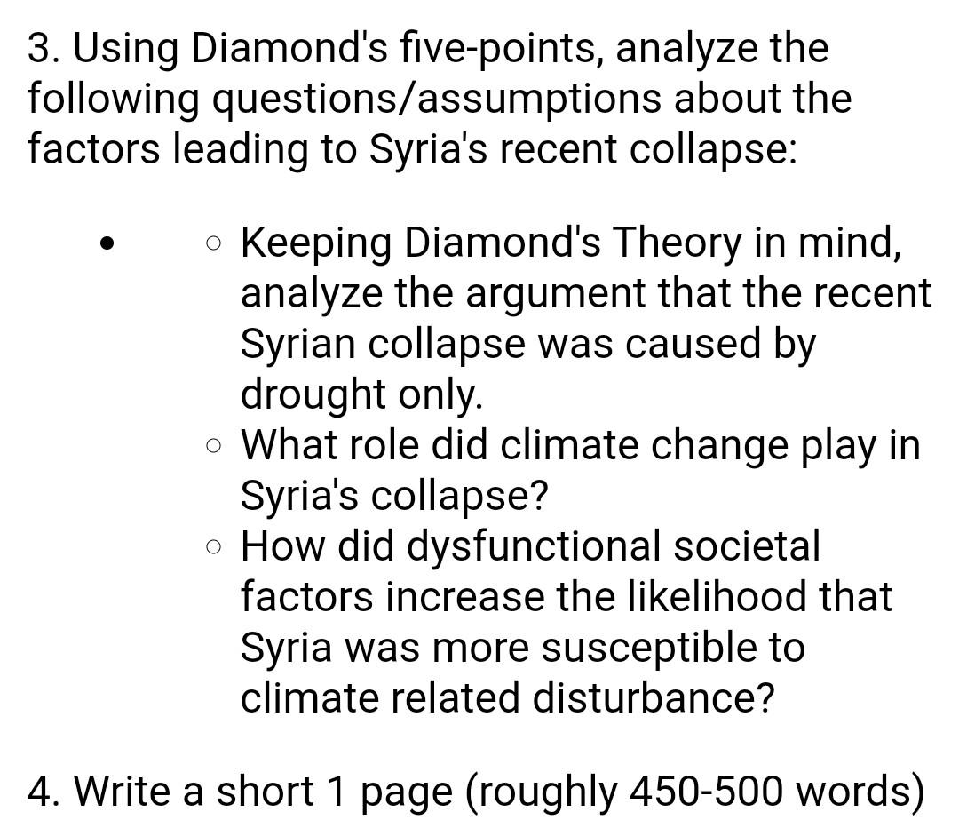 Solved 3. Using Diamond's five-points, analyze the following | Chegg.com