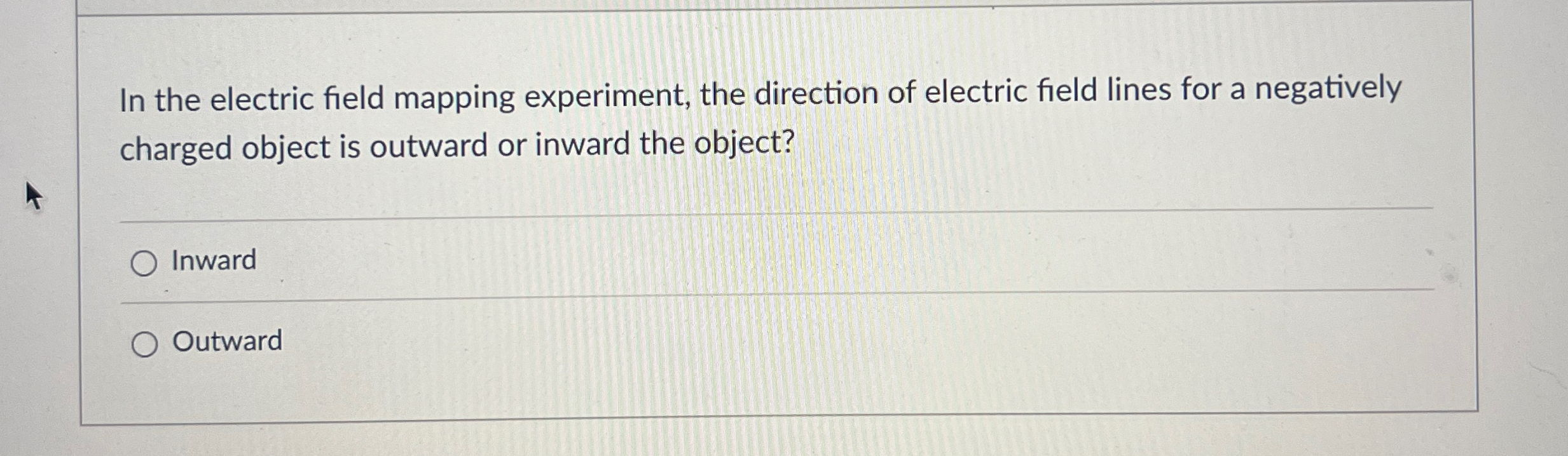 Solved In the electric field mapping experiment, the | Chegg.com