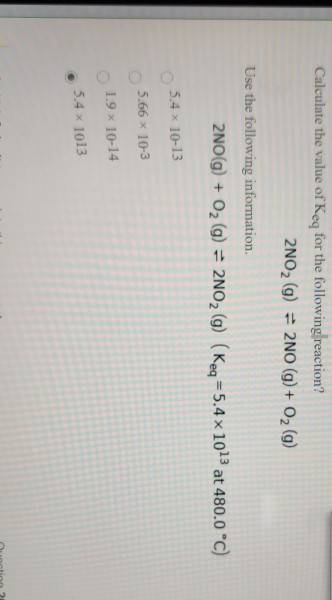 Solved Calculate the value of Keq for the following | Chegg.com