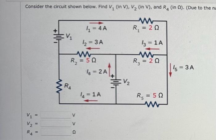 Solved Consider the circuit shown below. Find V1 (in V), V2 | Chegg.com