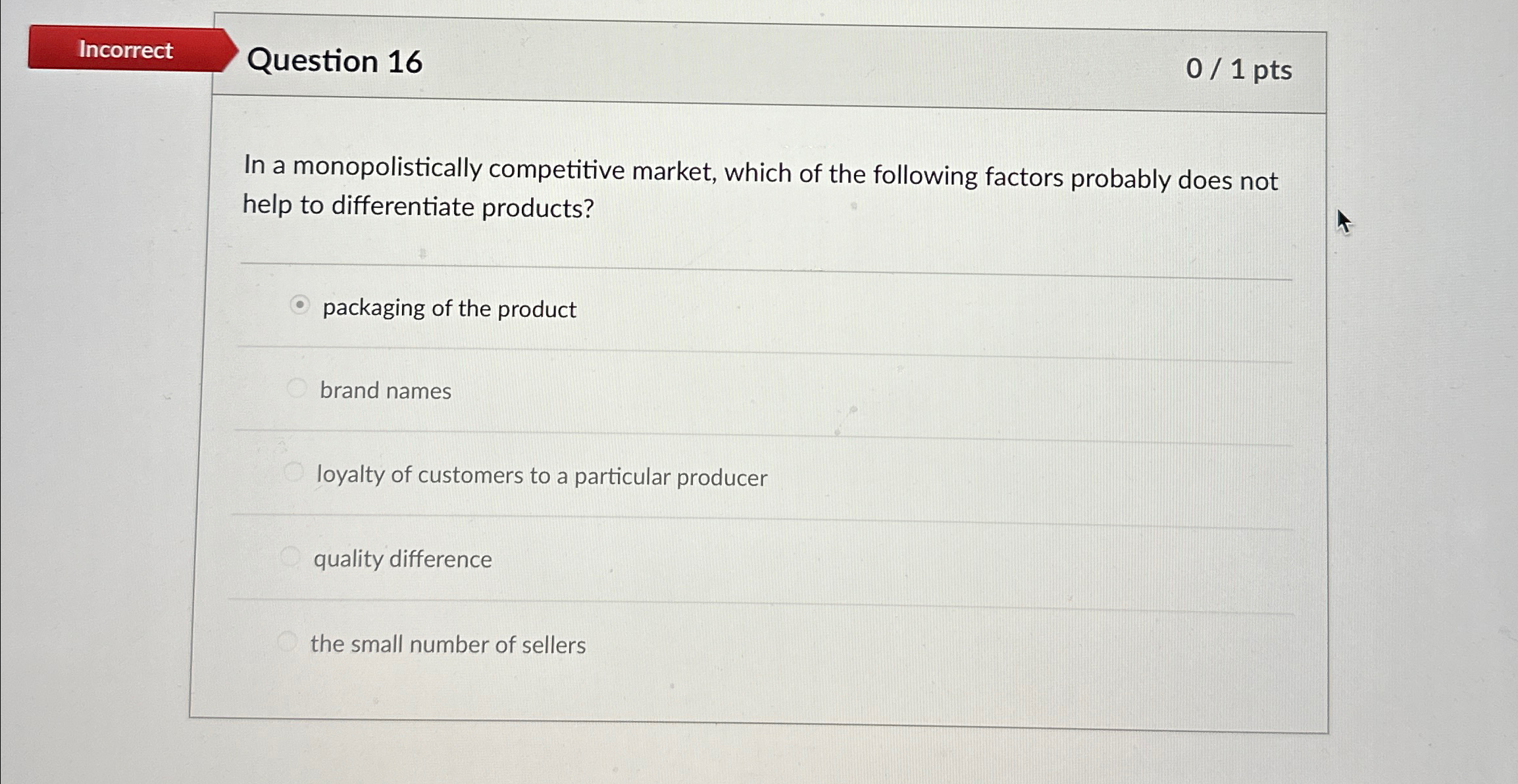 Solved IncorrectQuestion 1601 ﻿ptsIn a monopolistically | Chegg.com