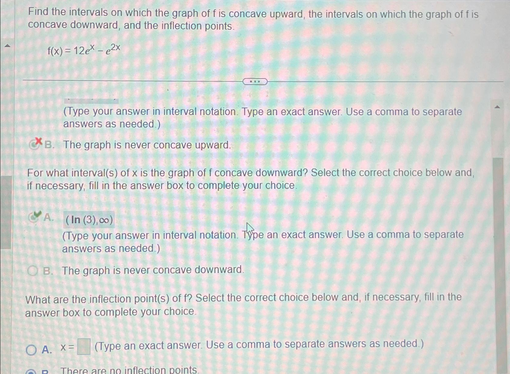 Solved Find the intervals on which the graph of f ﻿is | Chegg.com