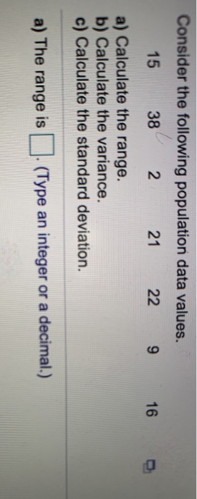 Solved Consider the following population data values. 15 38 | Chegg.com