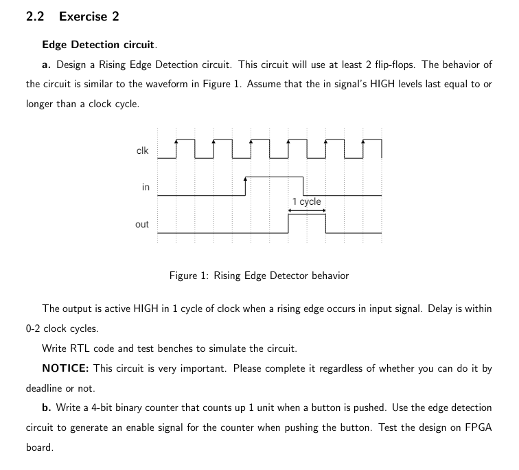 Solved 2.2 ﻿Exercise 2Edge Detection circuit.a. ﻿Design a | Chegg.com
